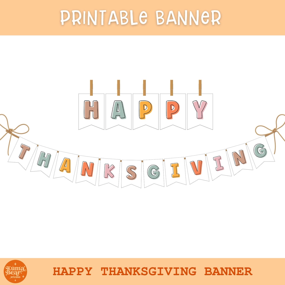 Thanksgiving Banner Digital Thanksgiving Printable Banner ...