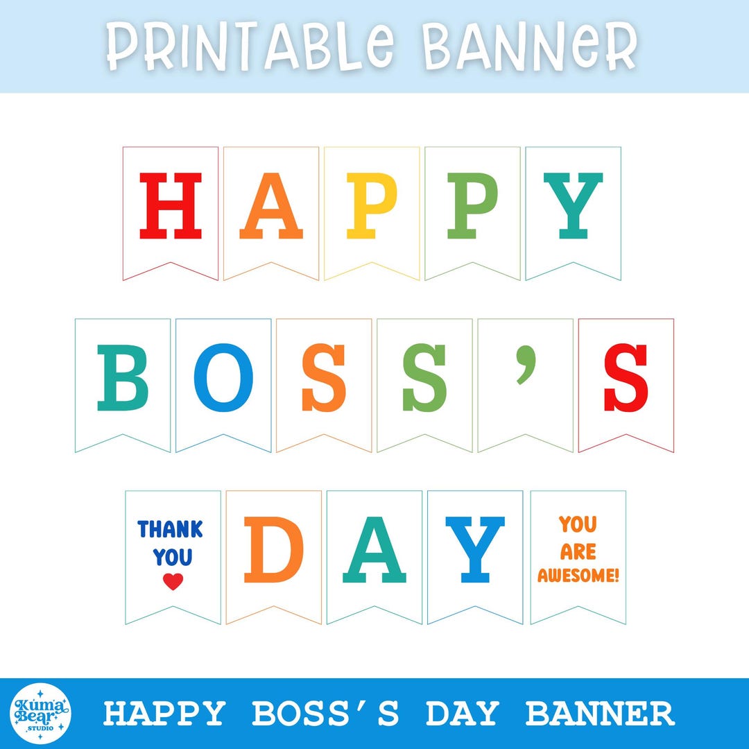 Boss Day Banner Printable Boss Appreciation Day Decor, Happy Boss's Day ...
