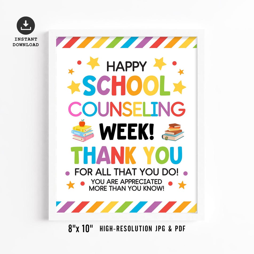 School Counseling Week Sign Printable, School Counselor Appreciation ...
