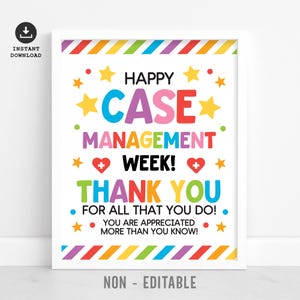 Case Management Week Sign Printable – Case Manager Appreciation Poster ...