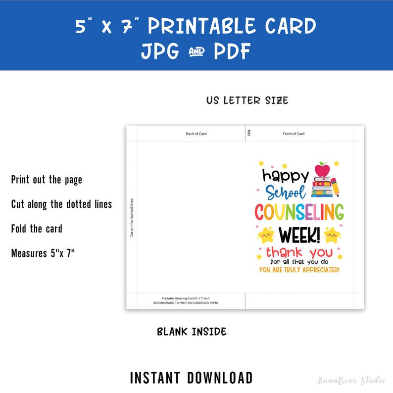 School Counseling Week Printable Card, Thank You Counselor Staff ...