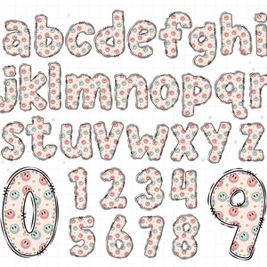 Groovy Smiley Alphabet, Smiley Face PNG, Retro Daisy Smiley Face ...