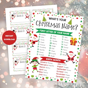 Printable Christmas Name Game, What's Your Christmas Name Game ...
