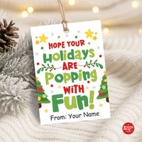 Popcorn Holiday Gift Tags, 9 Gift Tags, Popcorn Tags, Printable Gift ...