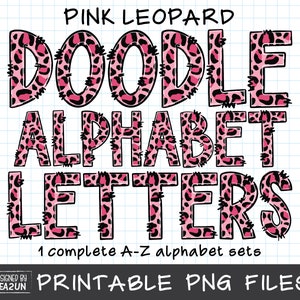 Pink Letters PNG, Valentines Alphabet, Pink Leopard Alphabet PNG Doodle ...