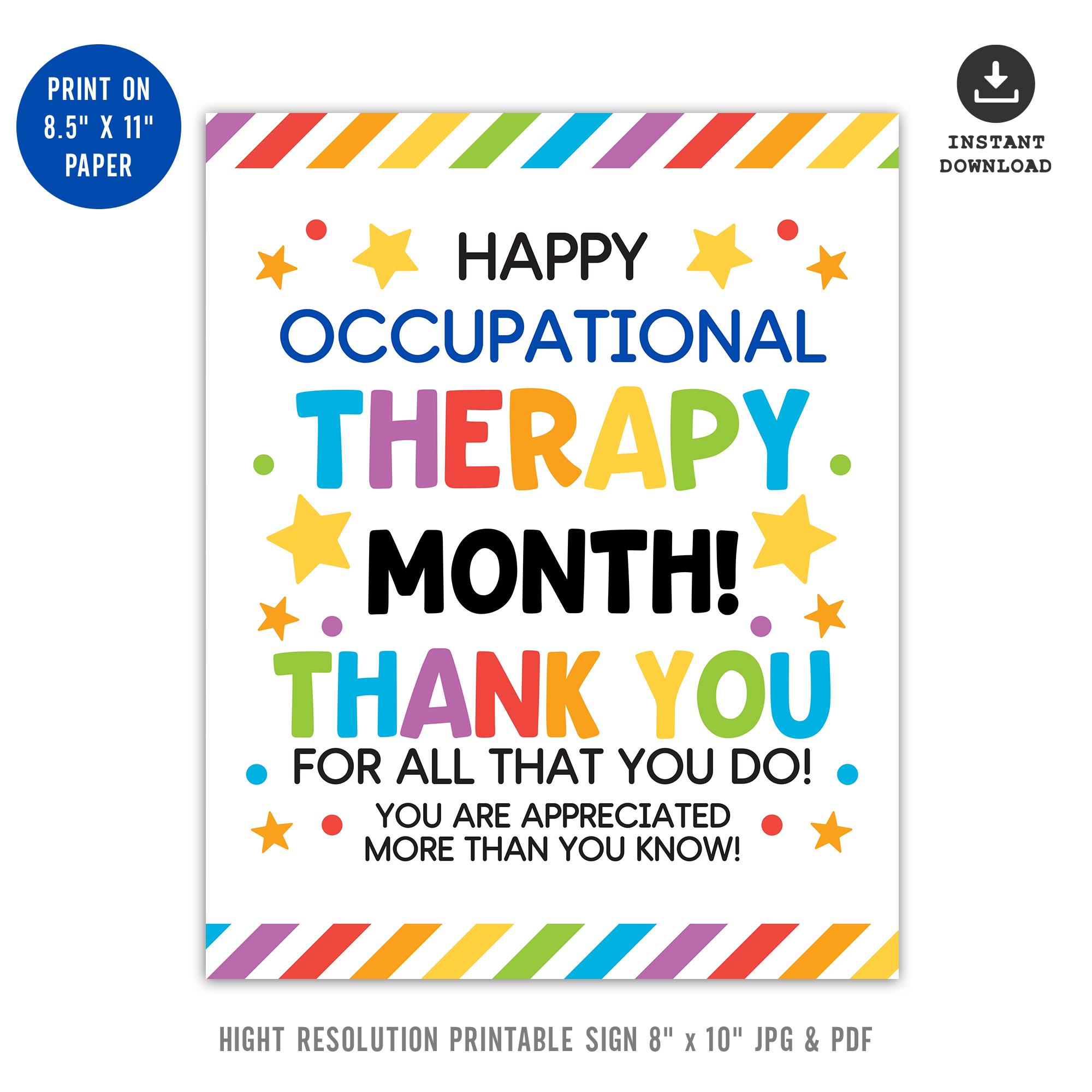 Occupational Therapy Month Printable Sign, OT Staff Appreciation Poster ...