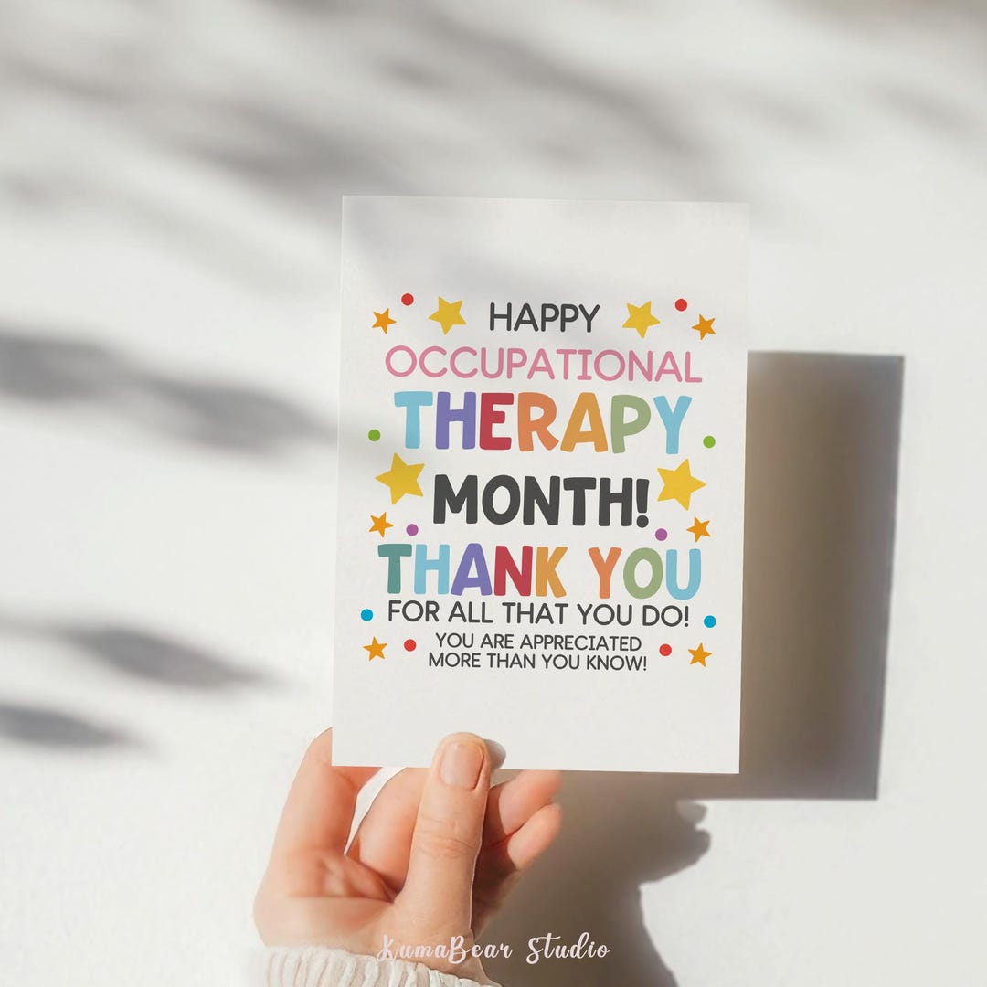 OT Month Card Printable, Occupational Therapist Appreciation Thank You ...