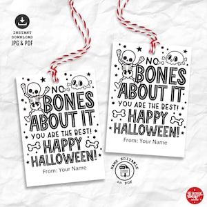 Halloween Gift Tags Printable – No Bones About It Favor Labels ...