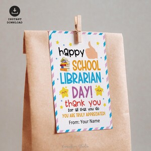 School Librarian Gift Tag Printable, Thank You School Librarians Gifts ...