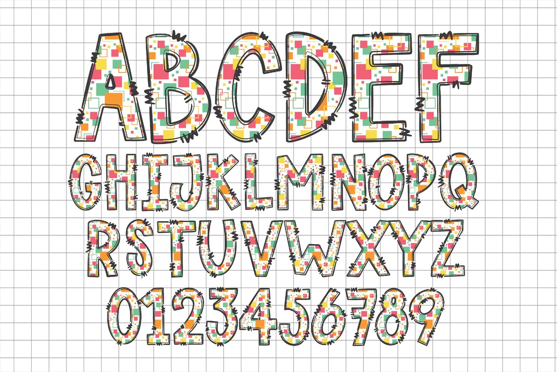 Dots Doodle Alphabet PNG Bundle Star PNG Letters Cute | Etsy