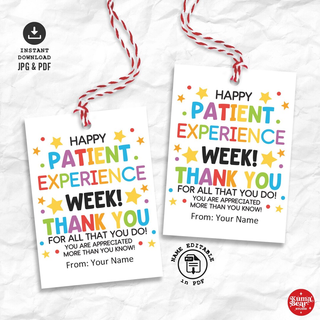Patient Experience Week Tag Printable, Thank You Label for Patient ...