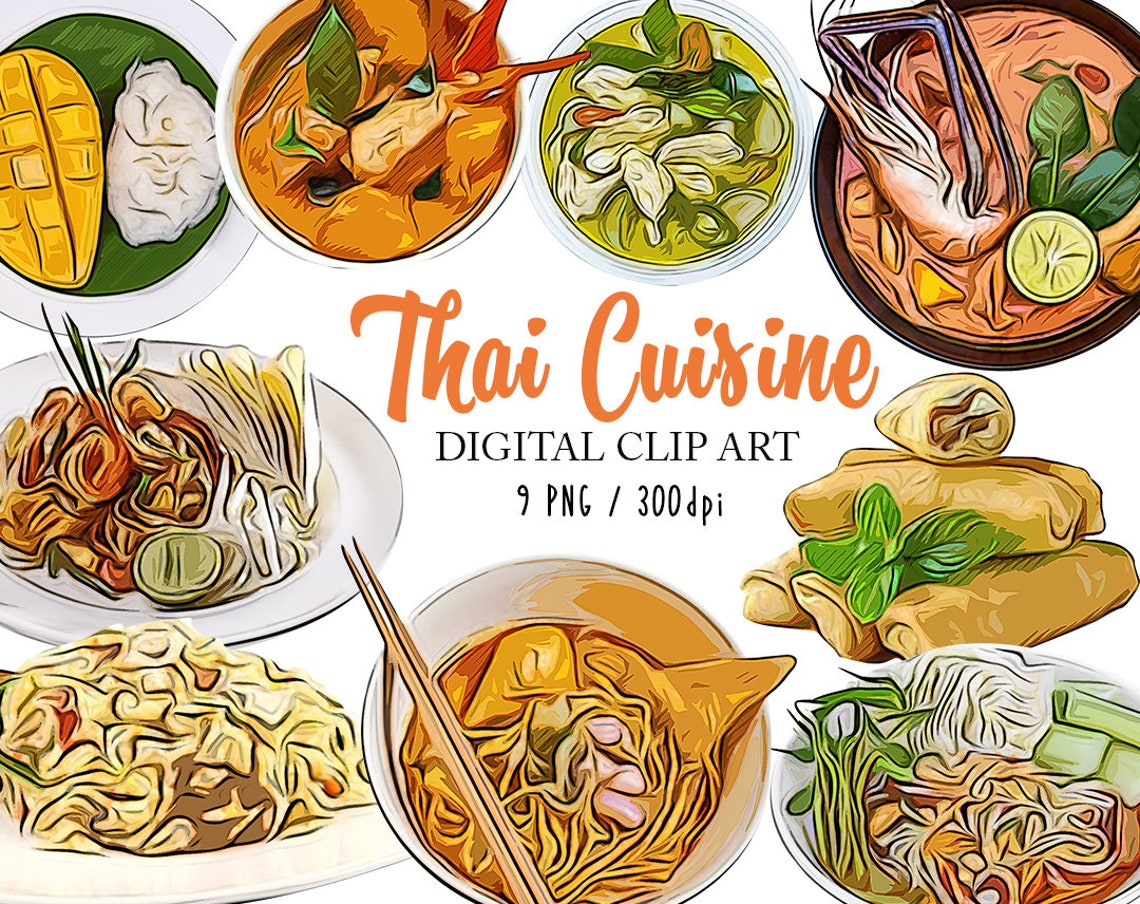 Thai Food Clipart Thai Food Clipart Thailand Clip Art Food - Etsy