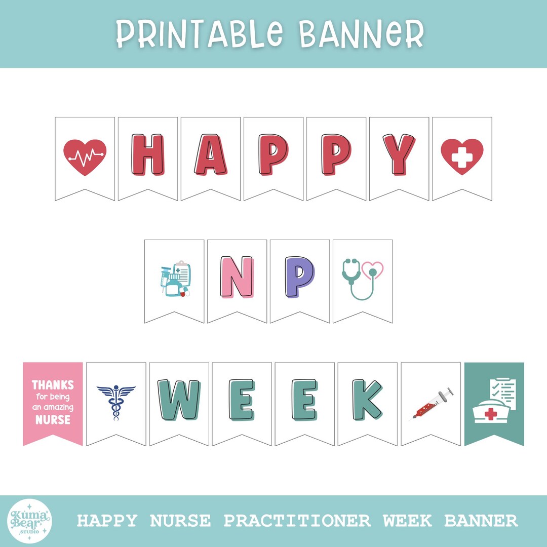 Nurse Practitioner Week Printable Banner Nurse Appreciation Week Decor, Thank You Nurse Banner ...