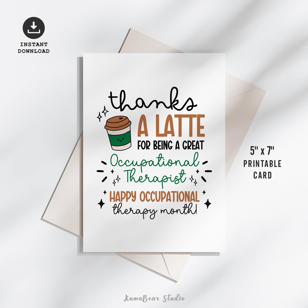 OT Month Card Printable, Occupational Therapy Month Gift Card ...