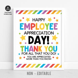 Employee Appreciation Printable Sign, Employee Appreciation Day Decor ...