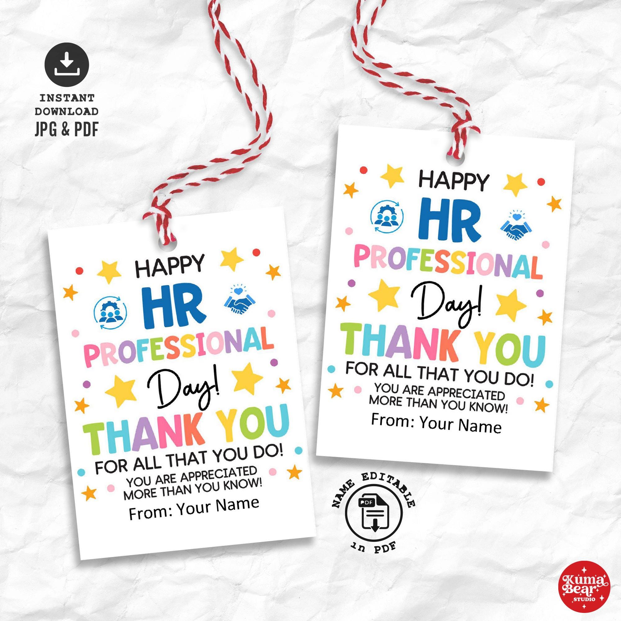 HR Professional Day Tags Printable – Staff Appreciation, Human Resource ...