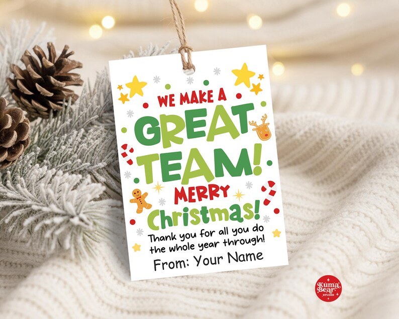 Team Christmas Gift Tags, Staff Appreciation Thank You Treat Tag ...