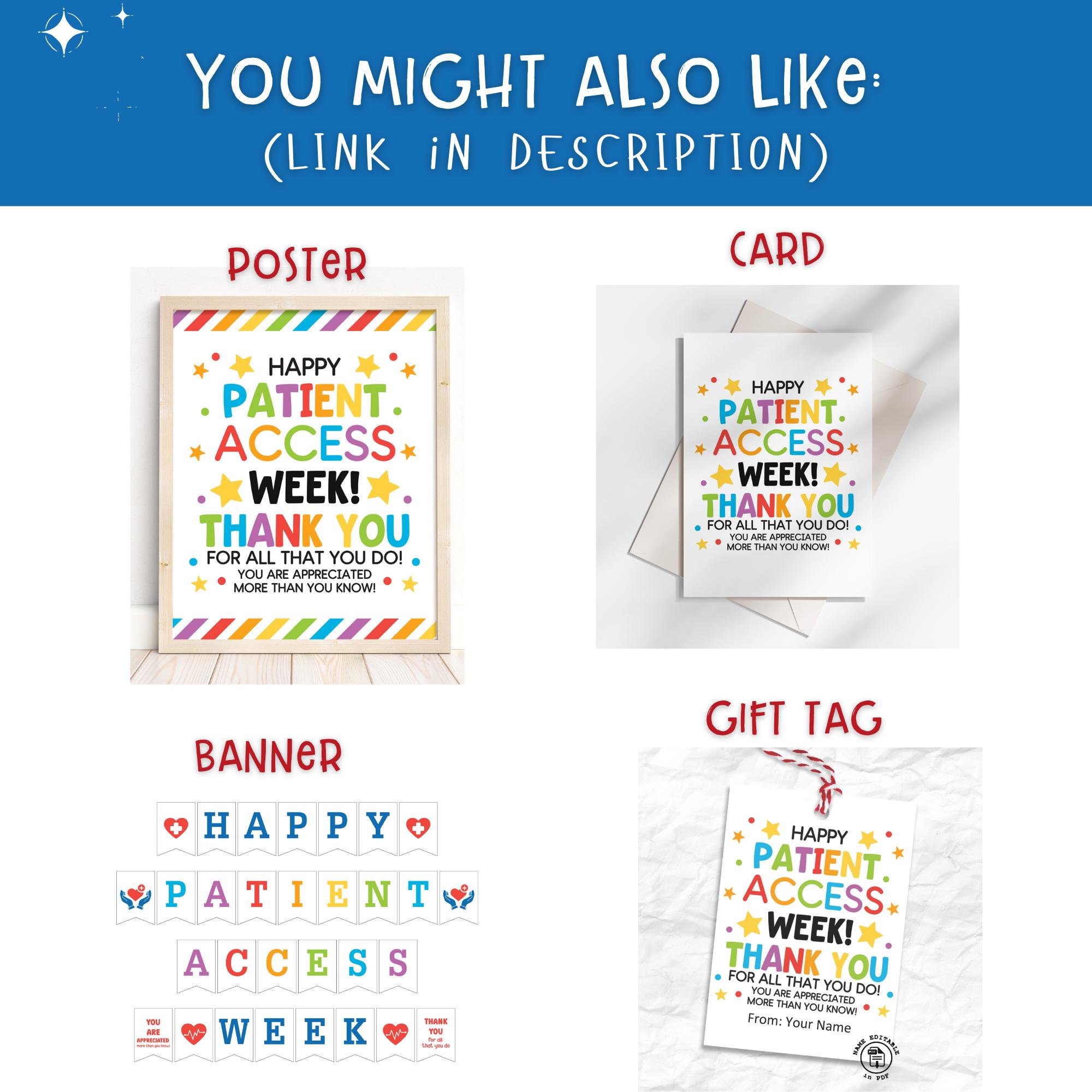 Patient Access Week Tags, Editable Hospital Staff Appreciation Thank ...