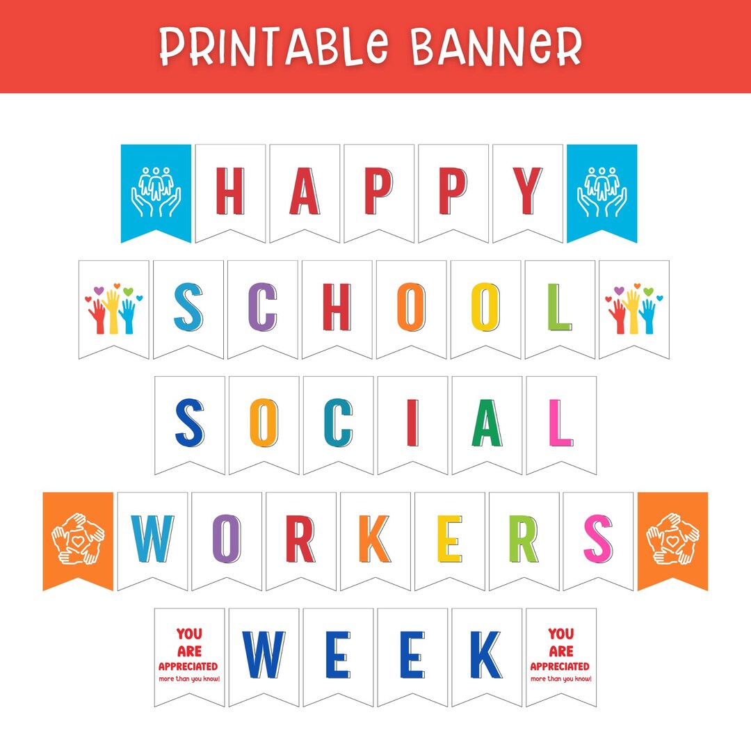 School Social Worker Appreciation Week Banner Printable, School Hallway ...