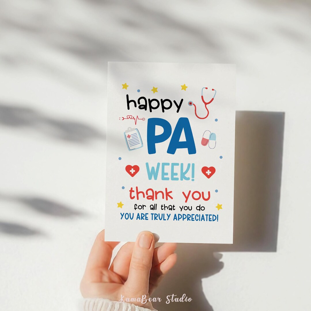 PA Week Card – Physician Assistant Appreciation Greeting Card Printable ...