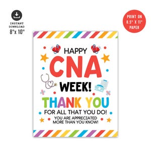 CNA Appreciation Week Poster: Printable Thank You Sign (digital ...