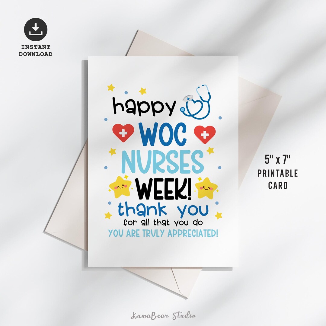 WOC Nurse Week Thank You Card Printable, Wound Ostomy and Continence ...