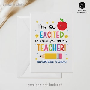 Back to School Teacher Card: Printable Gift Card From Student (PDF ...