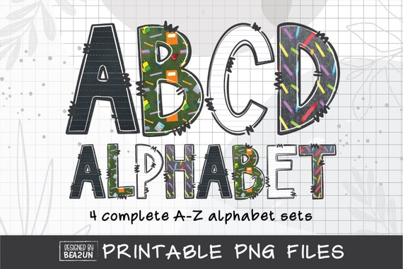 First Day of School Doodle Alphabet Bundle Teacher PNG | Etsy