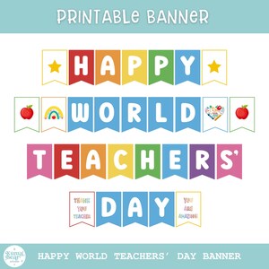 Printable Banner World Teachers Day, Teacher Appreciation Day, Thank ...