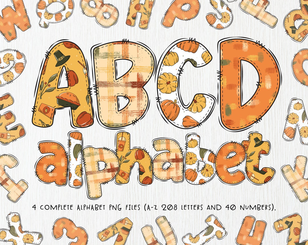 Thanksgiving Alphabet Letters Bundle, Thanksgiving Alphabet PNG Files ...