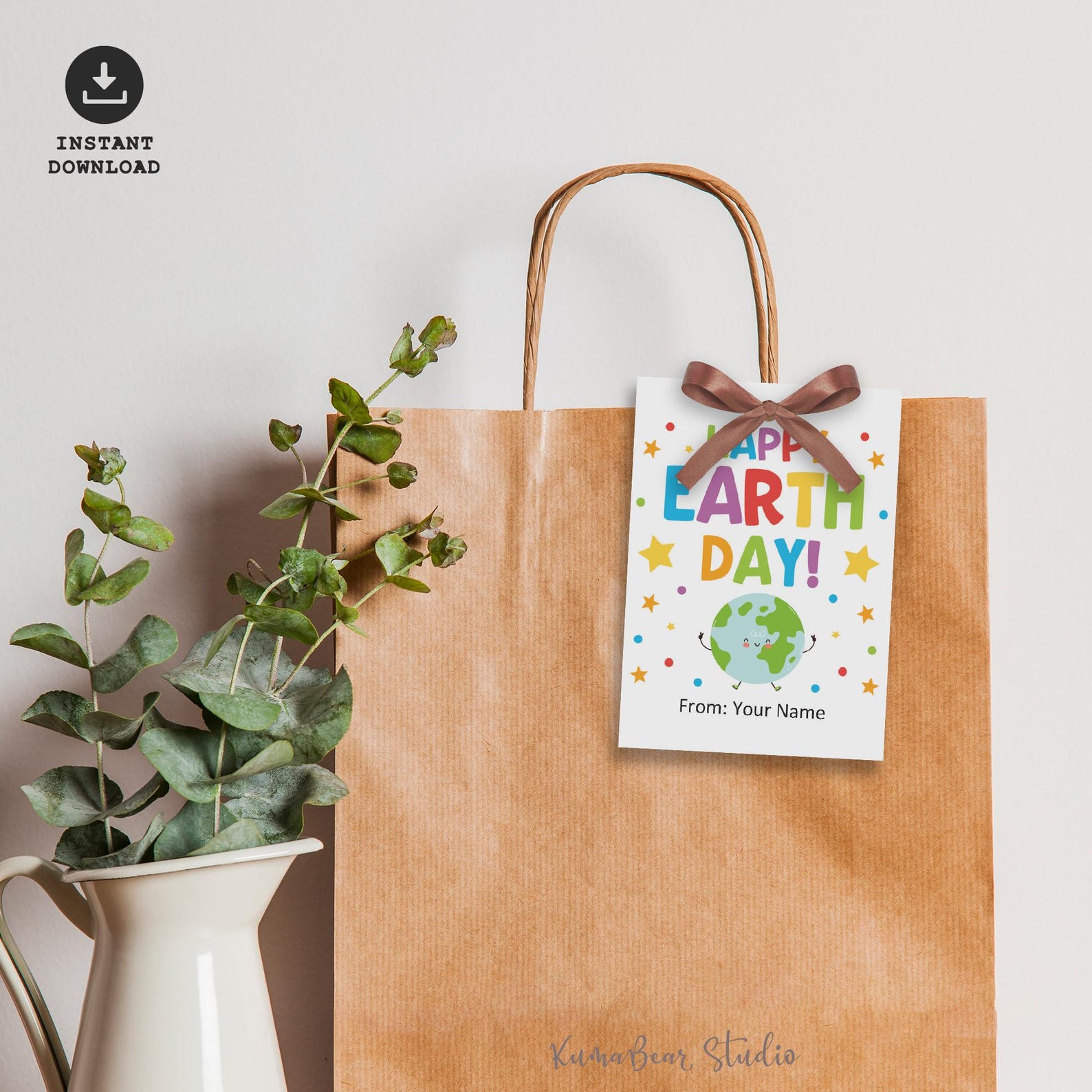 Happy Earth Day Gift Tags Printable, Editable Name (digital Download ...