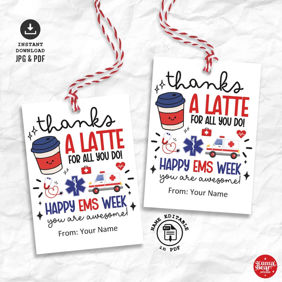 EMS Week Gift Tag Printable, Emergency Medical Services Week Tag, EMS ...