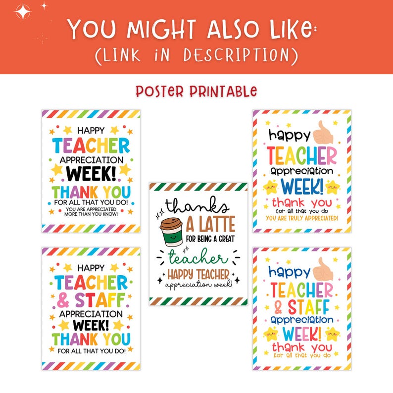 Teacher Staff Thank You Printable Sign, Appreciation Week Poster Decor ...
