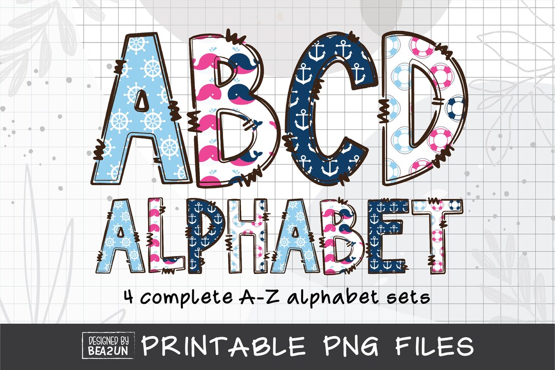 Nautical Alphabet Letters PNG Bundle, Dolphin Alphabet PNG, Summer ...