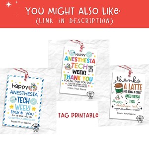 Anesthesia Tech Week Tag Printable, Anesthesia Tech Week Gift Tag ...