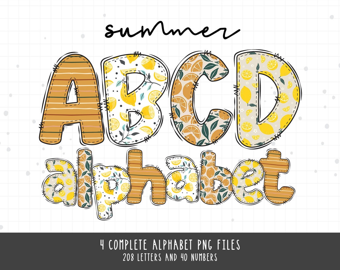 Summer Alphabet PNG Lemon Alphabet Letters PNG Alphabet - Etsy