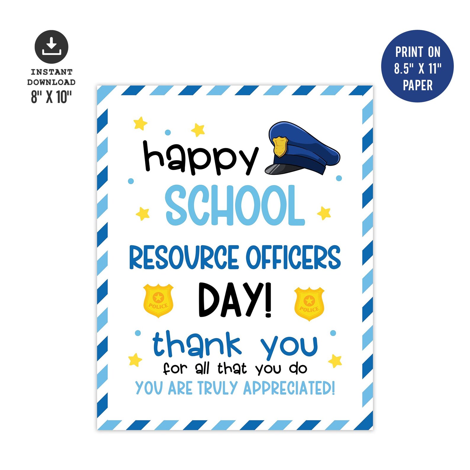 School Resource Officers Day Sign Printable SRO Appreciation Decor ...