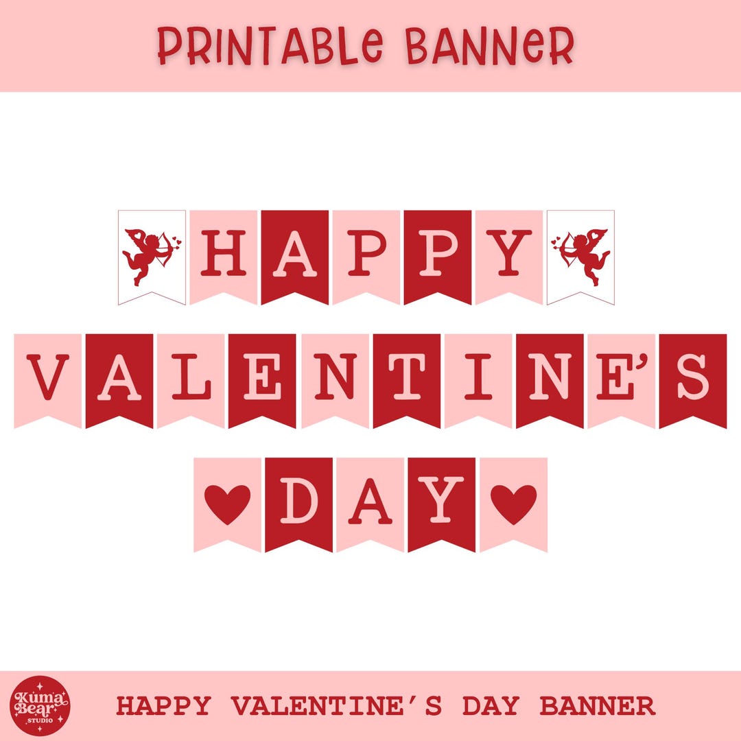 Valentine Banner Printable Valentine's Day Banner, Valentine Bunting ...