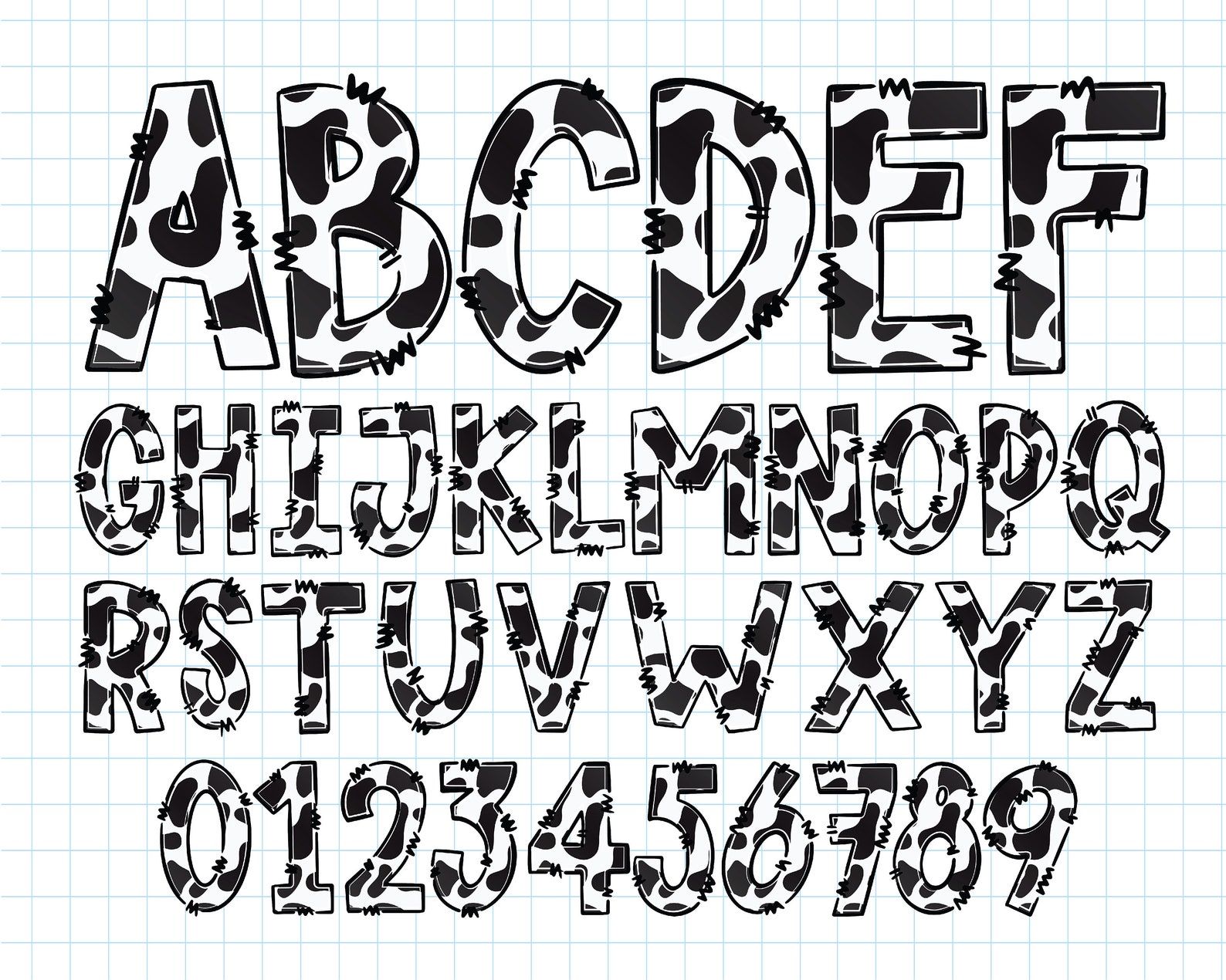Animal Farm Cow Alphabet PNG Alphabet Sublimation Alphabet - Etsy UK