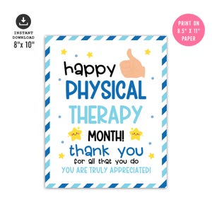 Physical Therapy Month Poster Printable – PT Appreciation Sign, Thank You Physical Therapists ...