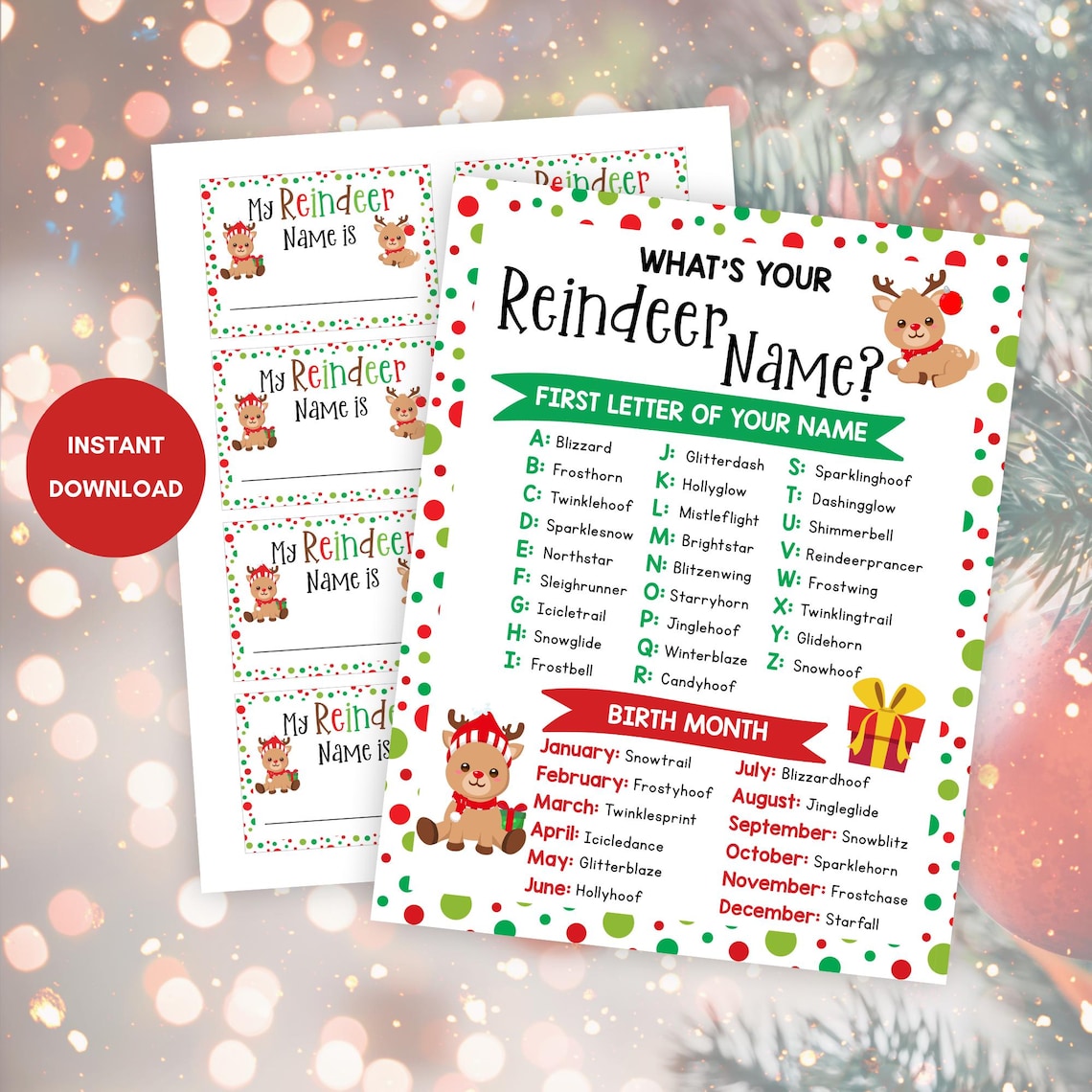 Christmas Printable Games, What’s Your Reindeer Name Generator Game for ...
