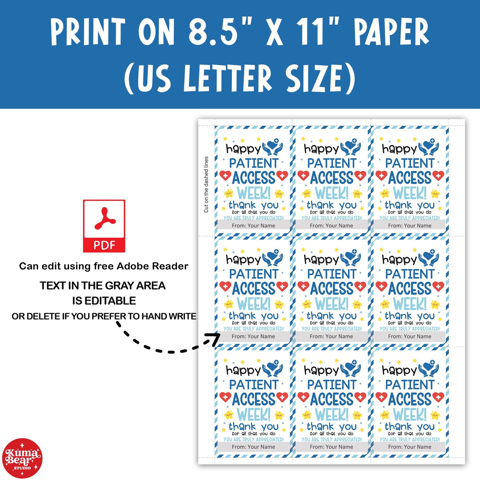 Patient Access Week Tags, Editable Hospital Staff Appreciation Thank ...