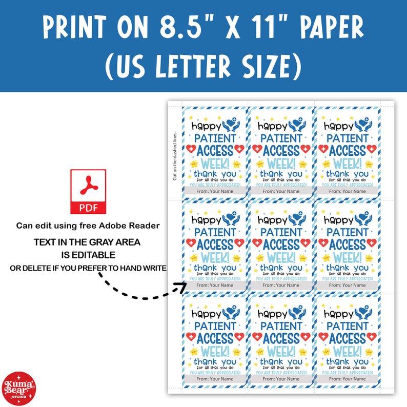 Patient Access Week Tags, Editable Hospital Staff Appreciation Thank ...