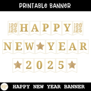Happy New Year Banner Printable, New Year 2025 Printable Banner, New ...