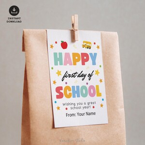 First Day of School Tag Printable, Back to School Gift Tag, First Day ...