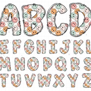 Smiley Face PNG, Groovy Smiley Alphabet, Retro Pink Smiley Face ...