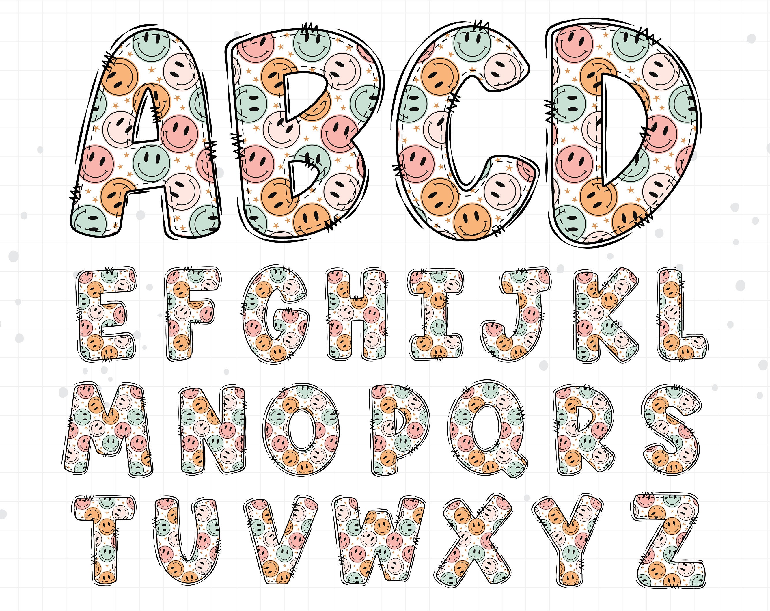 Smiley Face PNG, Groovy Smiley Alphabet, Retro Pink Smiley Face ...