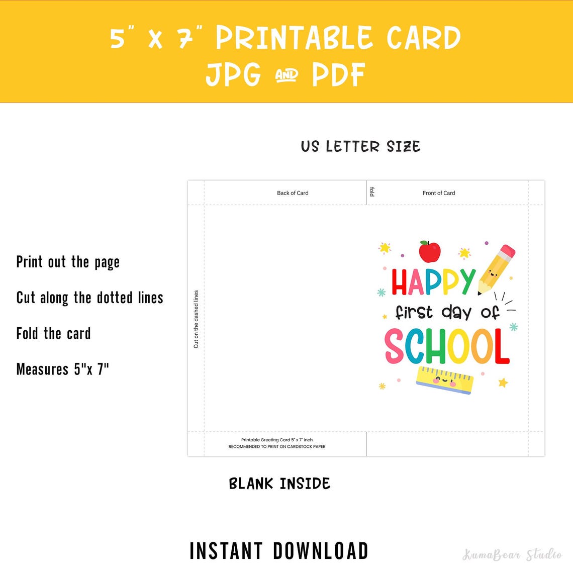 Happy First Day of School Card, Printable Back to School Greeting Card ...