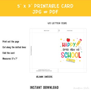 Happy First Day of School Card, Printable Back to School Greeting Card ...