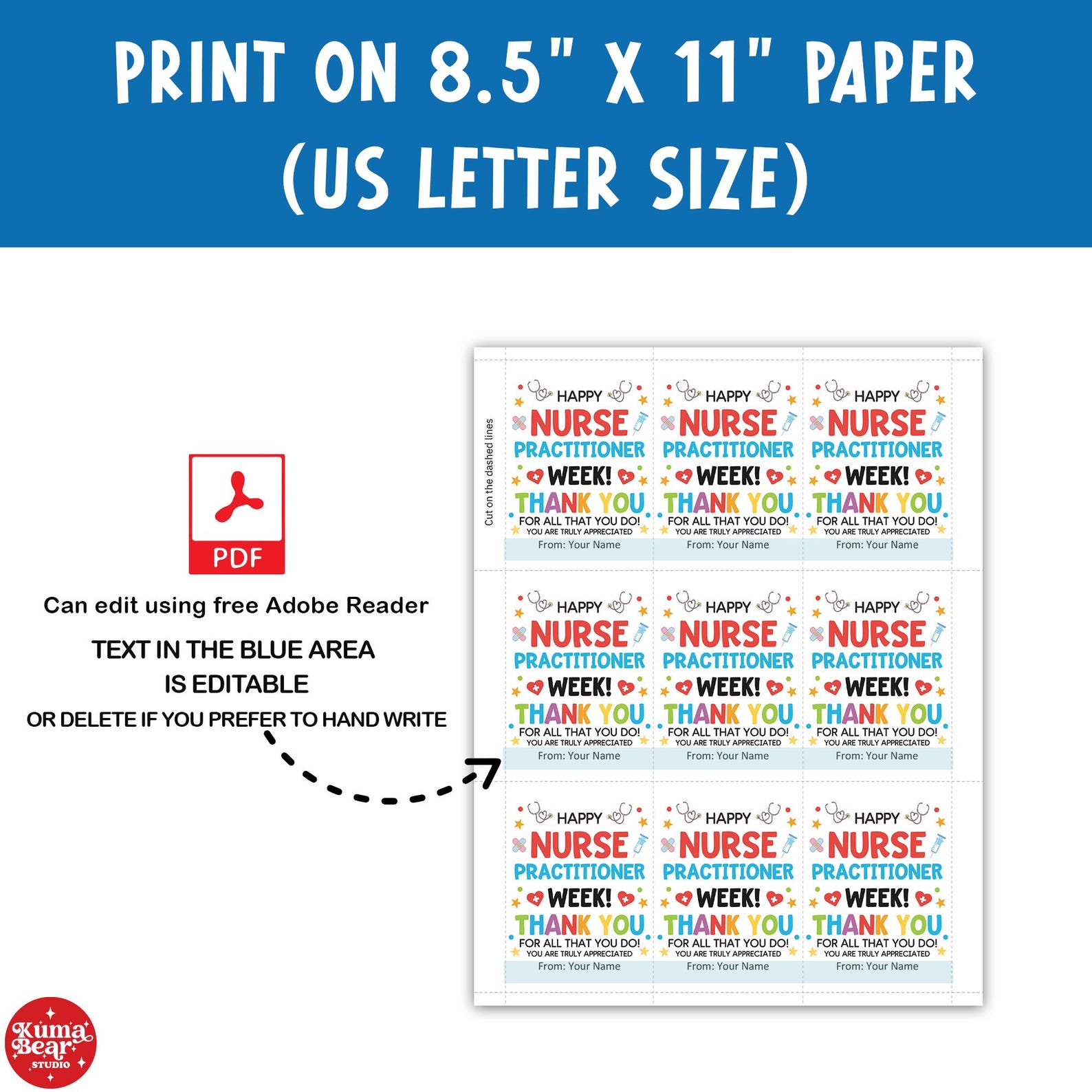 Nurse Practitioner Week Gift Tags, NP Week Thank You Tags Printable ...